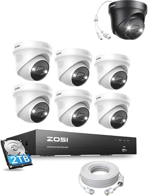 ZOSI 4K 8CH Spotlight PoE Security Camera System & ZOSI 4K PoE Add On ...