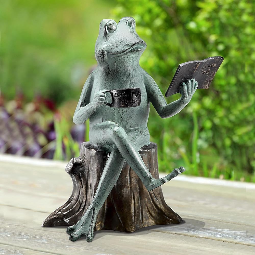 SPI Home Cast Aluminum Joy of Reading Frog Garden Sculpture - Arizona ...