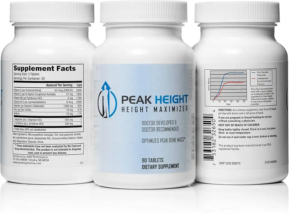 1 Grow Taller Height Pill Supplement-Peak Height 6 Month Supply-Height ...