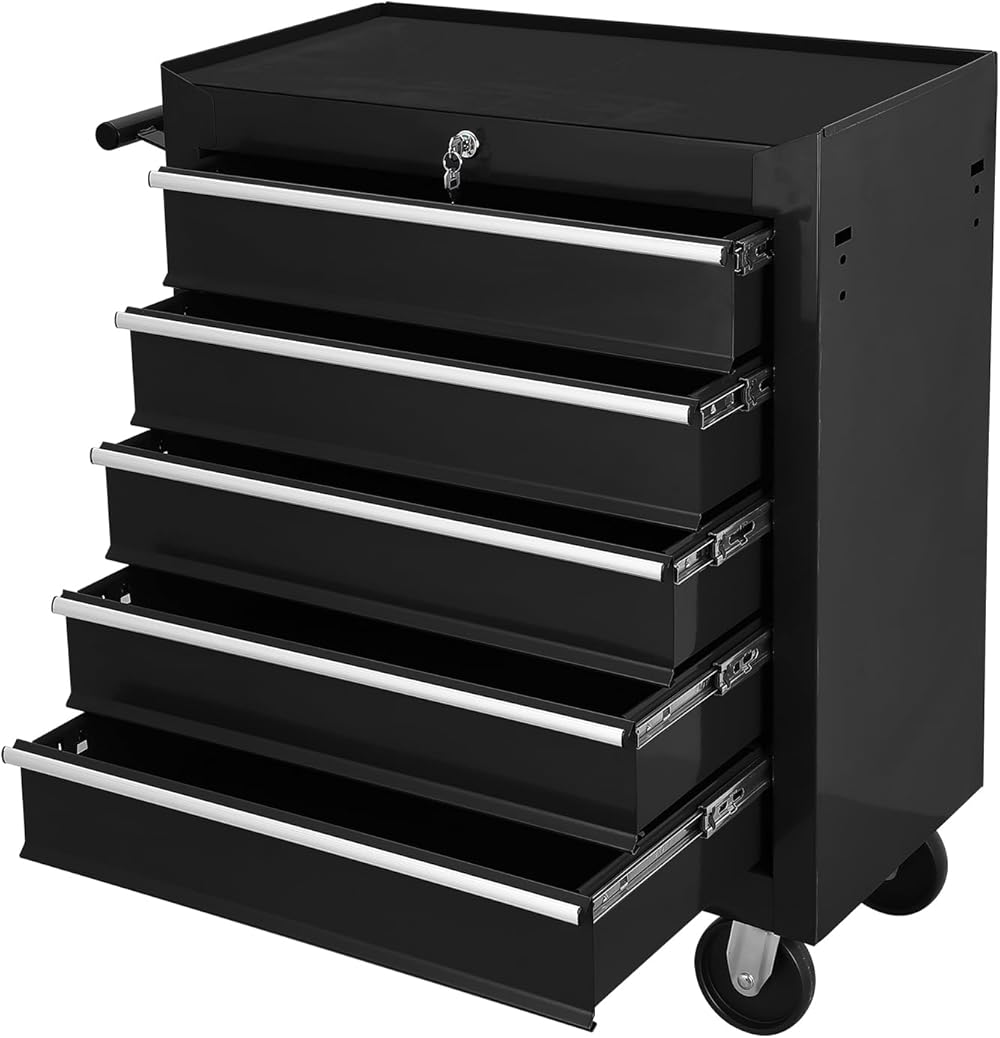 5 Drawer Rolling Tool Box,Locking Tool Chest With Drawers,Tool Cabinets ...