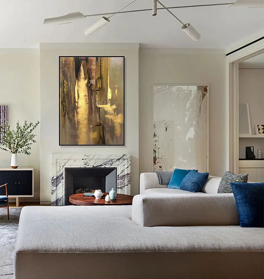Large Original Gold Paintings On Canvas Modern Rich Textured Oil ...