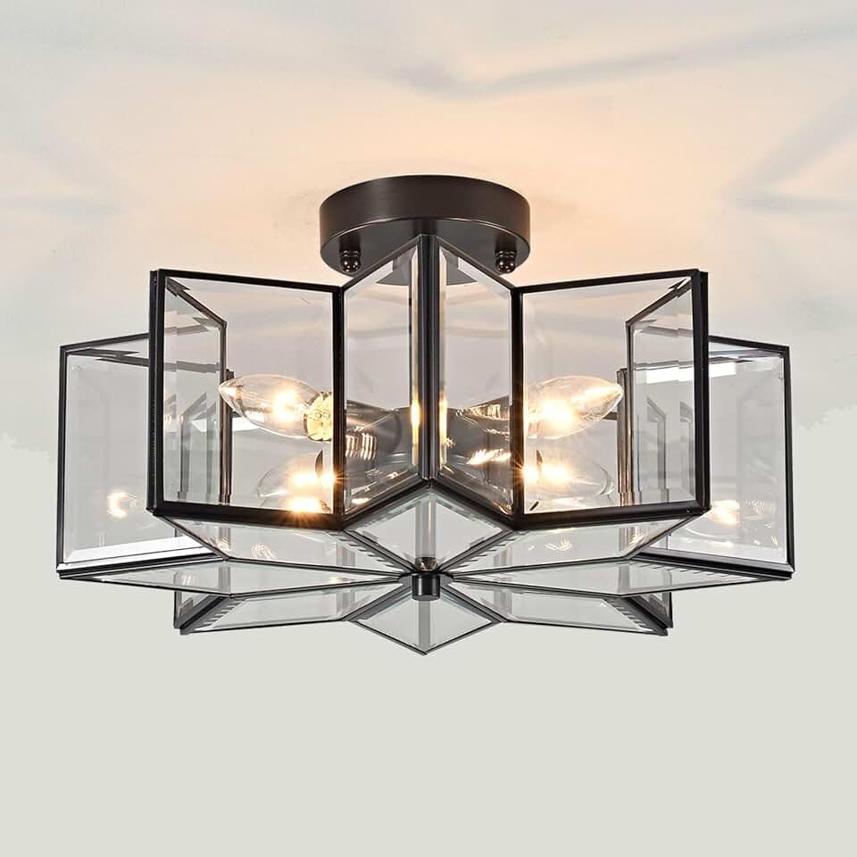 Star Flush Mount Ceiling Light Copper Close to Ceiling Lights 16.3in ...