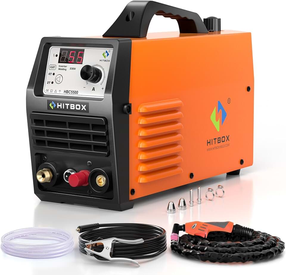 HITBOX Plasma Cutter 55Amp,High Frequency Non-Touch Pilot Arc Air Plasma Cutting Machine with ...