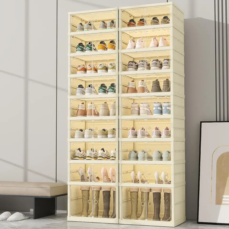 9 Tiers Foldable Shoe Rack Organizer for Closet with Wheels, 36Pairs ...