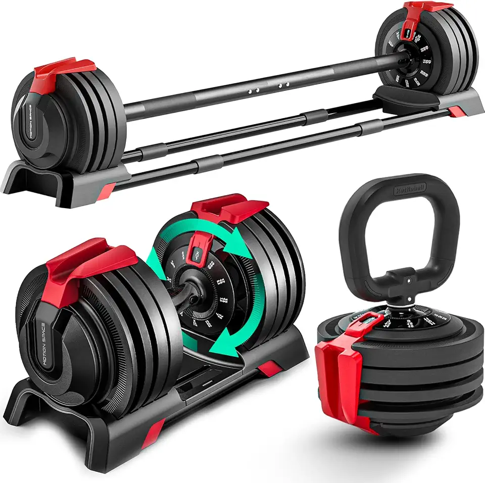 Adjustable Dumbbell, 52.5/54LBS with 12 Free Weights, 1-Sec Fast ...