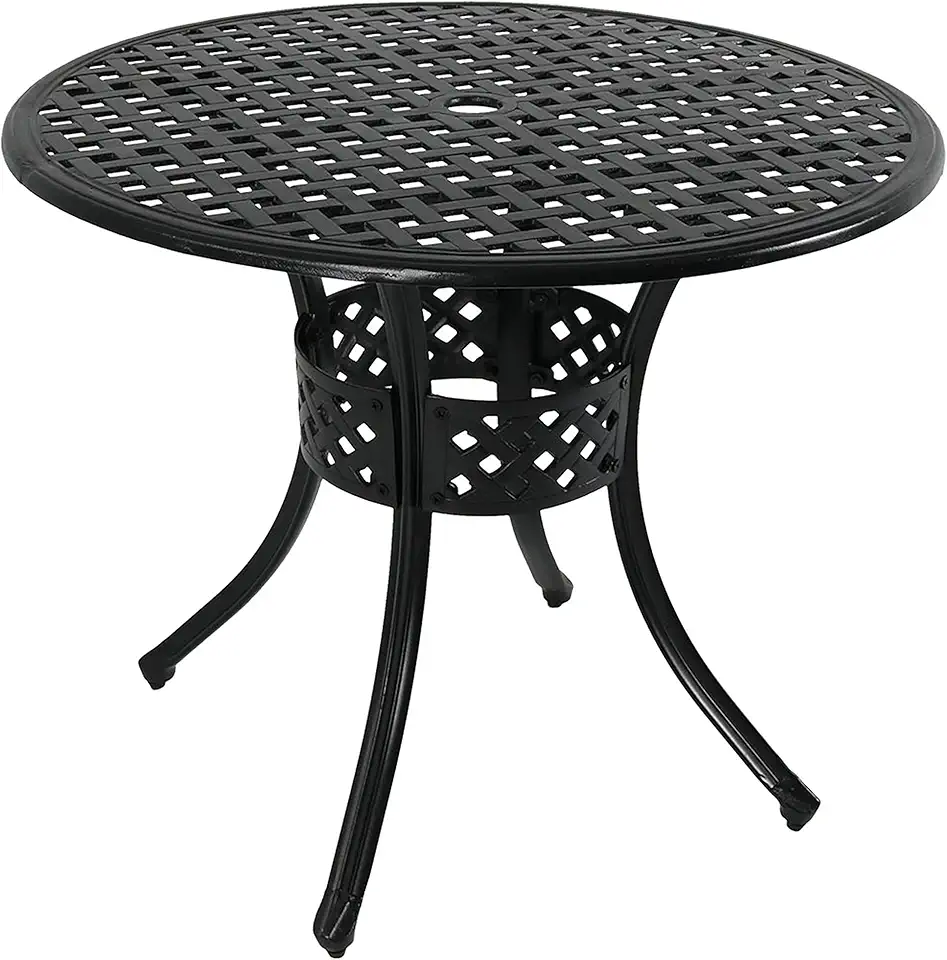 Sunnydaze Decorative Lattice Cast Aluminum Patio Dining Table with ...