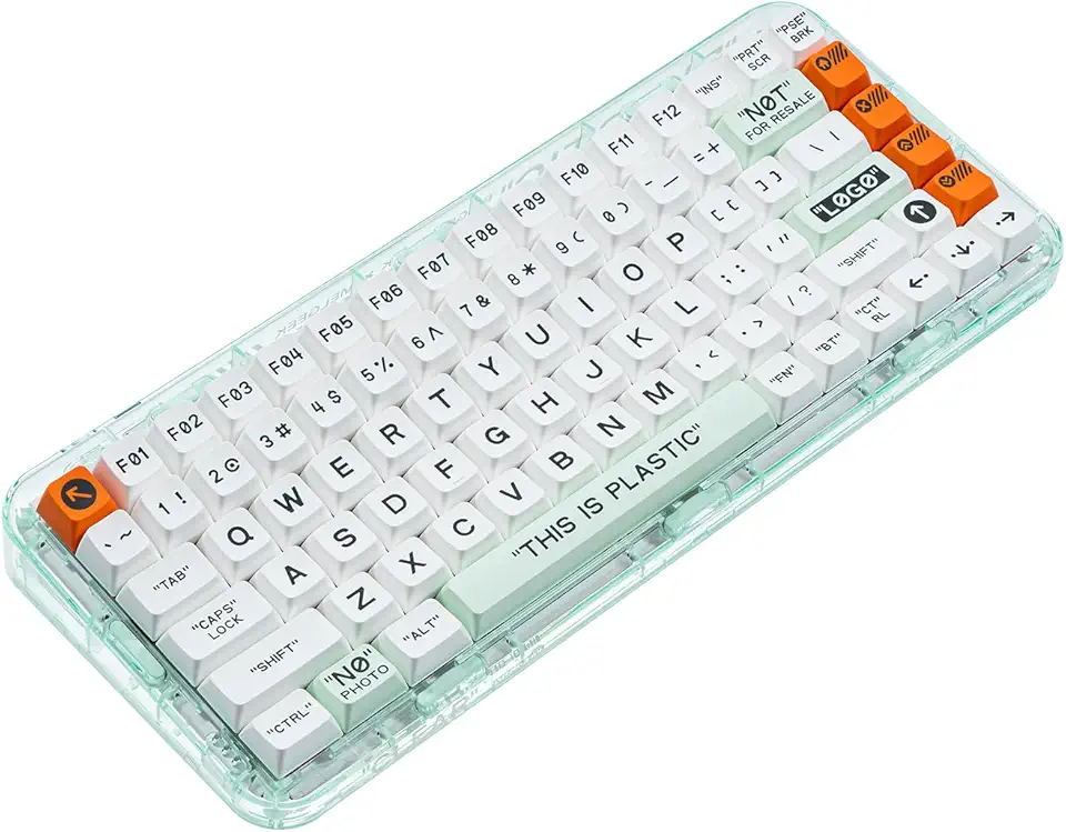 Mojo84 Plastic Transparent Mechanical Keyboard, Wireless Custom Gaming ...