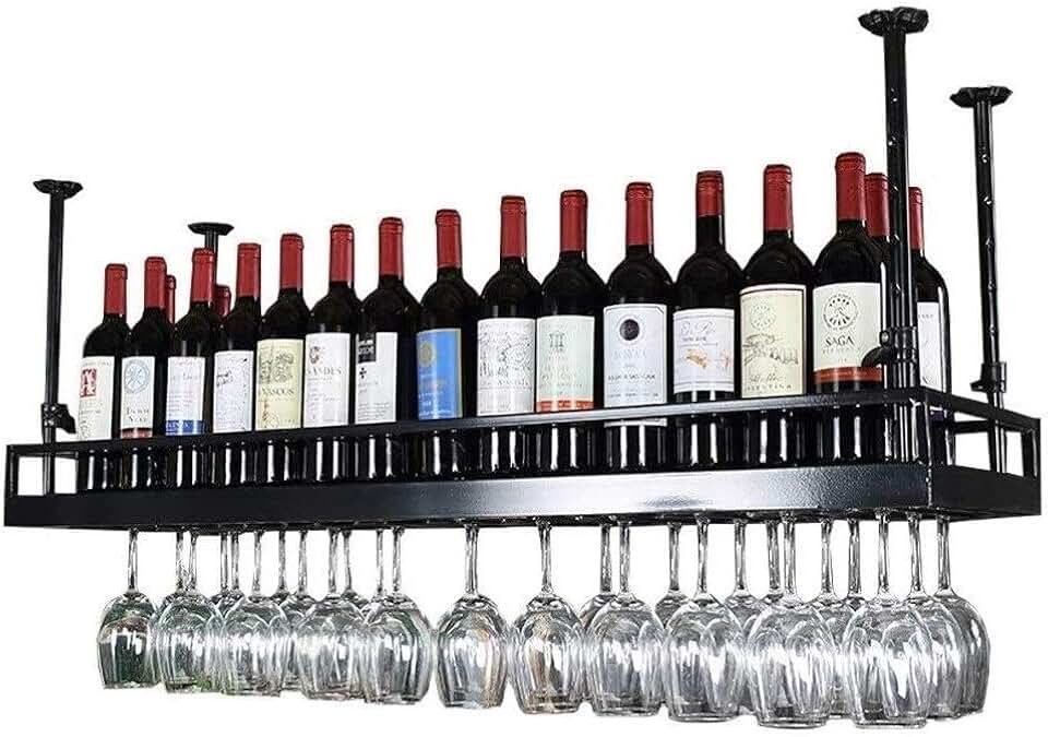Ceiling Metal Wine Rack, Adjustable Height Stemware Goblet Rack ...