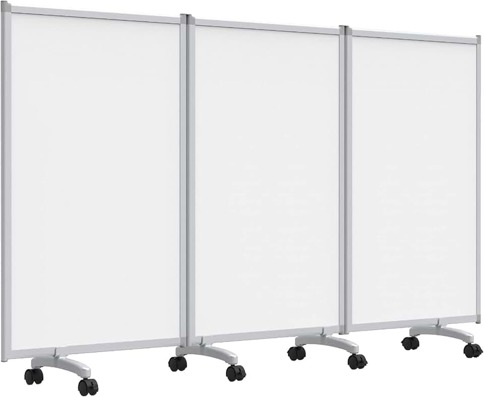 LUXOR MB9152WW 3-Panel Mobile Magnetic Whiteboard Room Divider ...