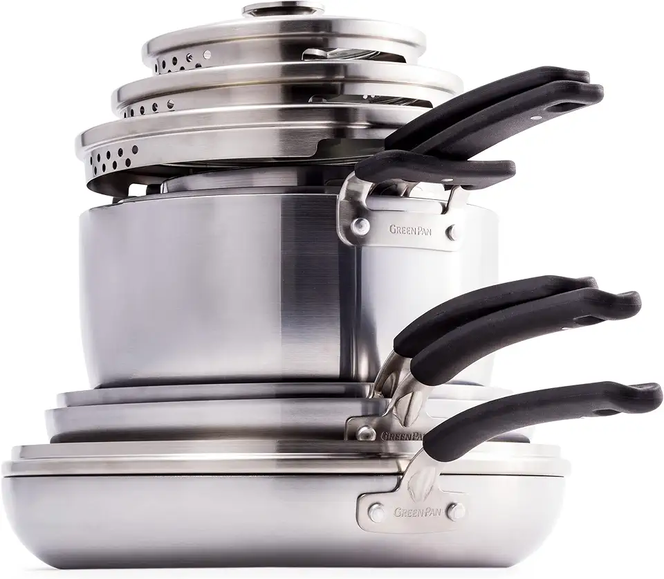 Levels Stackable Tri-Ply Stainless Steel, Healthy Ceramic Nonstick, 11 ...