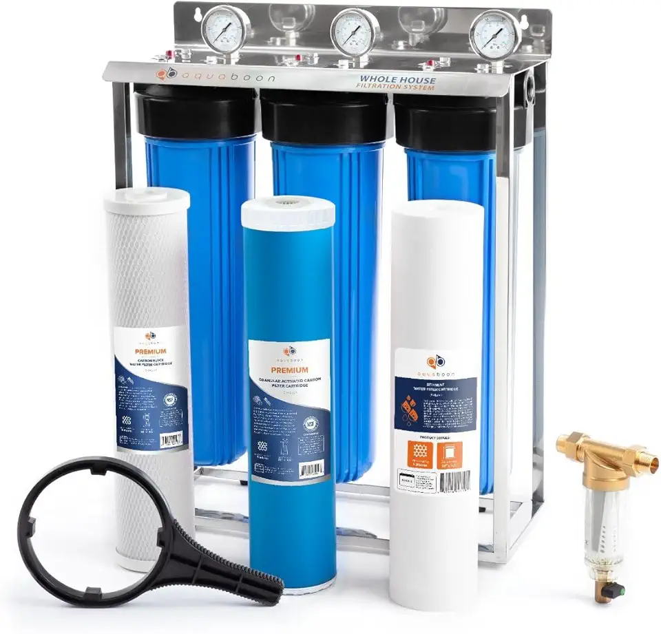 Aquaboon 3-Stage Water Filter System with 20x4.5 Carbon Block, GAC ...