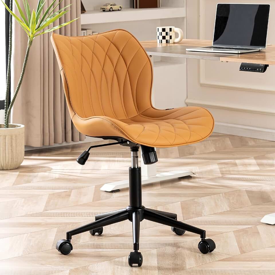YOUNUOKE Office Camel Desk Chair | Faux Leather | Comfy, Ergonomic ...