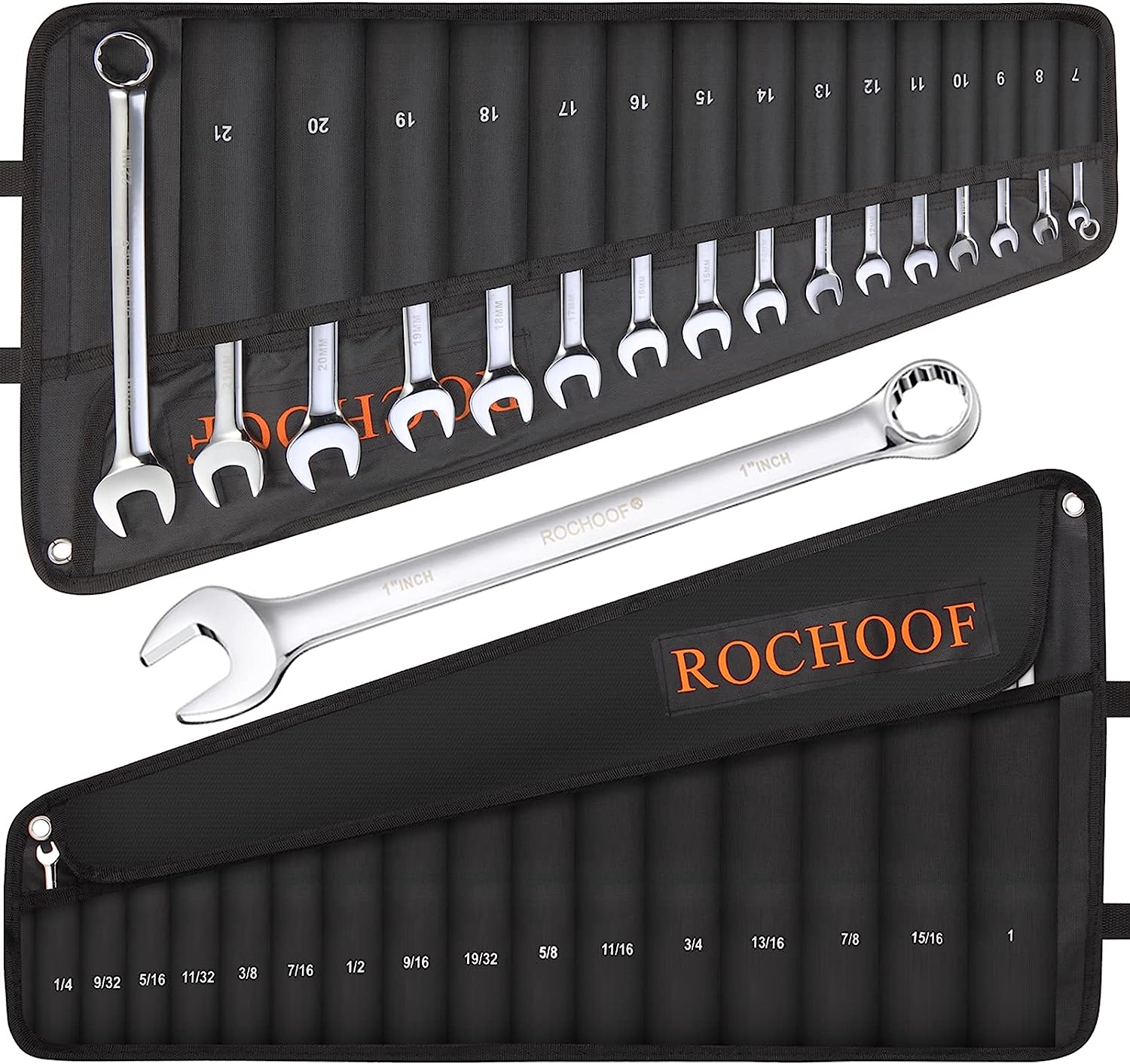 ROCHOOF Combination Wrench Set,32-Piece Chrome Vanadium Steel Wrench ...