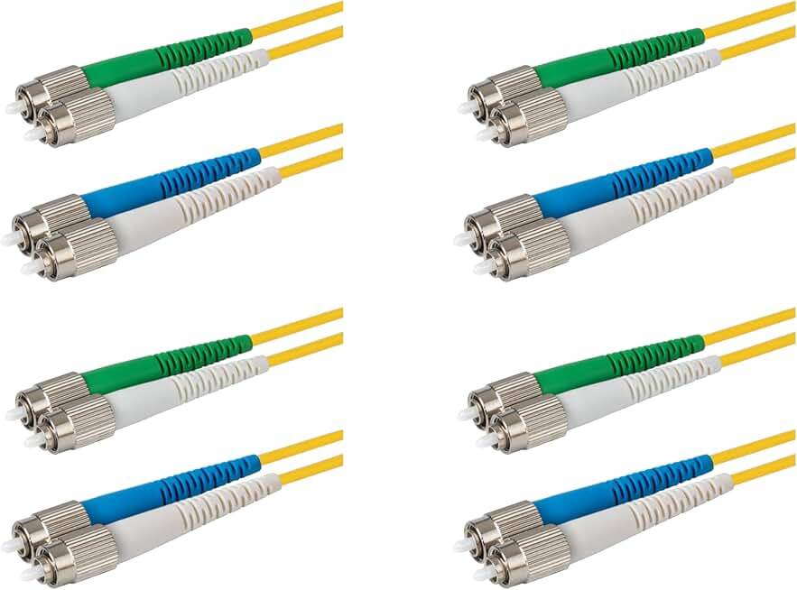 SpeedyFiberTX 4-Pack 200 Meter FC/U to FC/A Fiber Optic Patch Cable, Green, Blue, and White ...