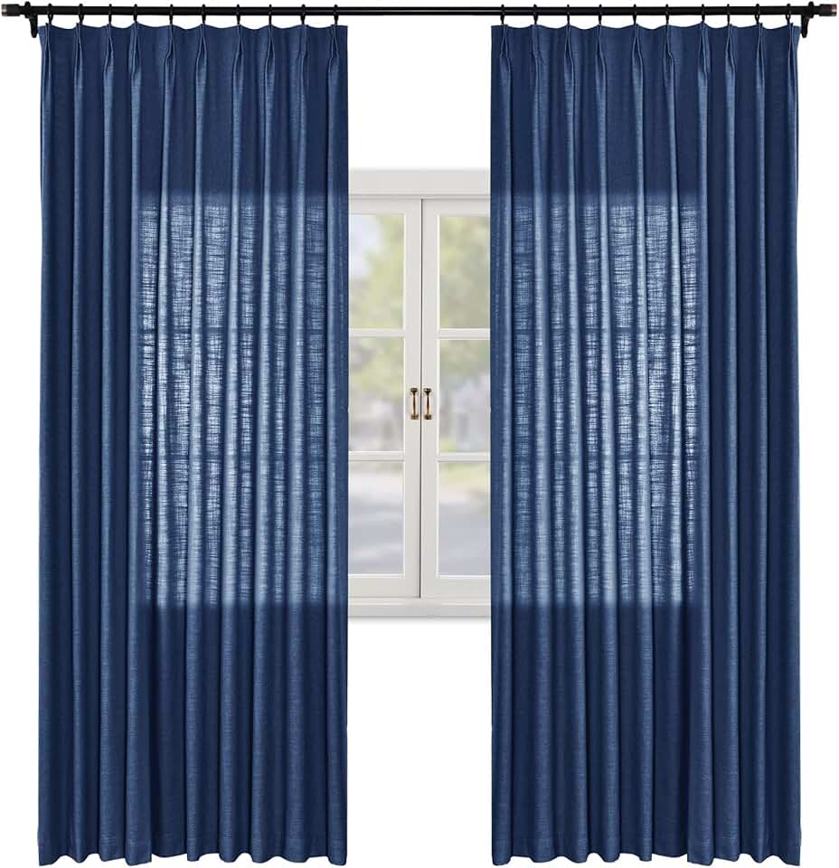 Macochico Extra Wide Linen Curtains 100W x 102L Inches Drapes Light ...