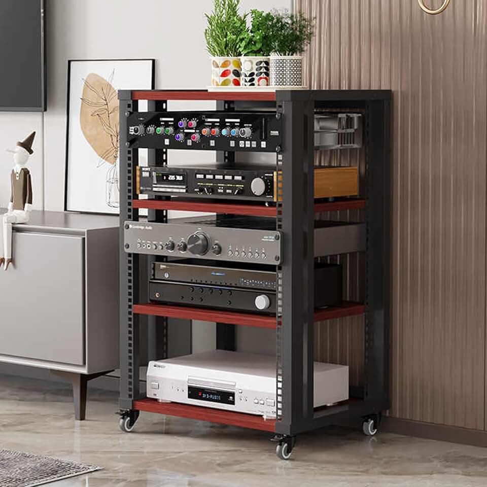 AV Media Stand, CD Player Stand, 4-Tier Stereo Cabinet with Height ...