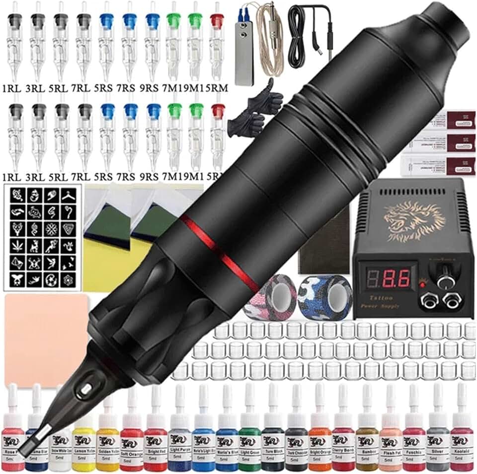 ZSLBMD Tattoo Cartridge Pen Kit Rotary Pen Set with Power Supply ...