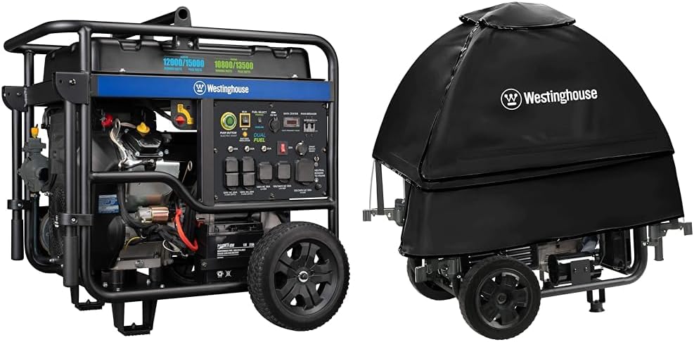 Westinghouse 15000W Dual Fuel Generator and Weather Tent Cover for Open ...