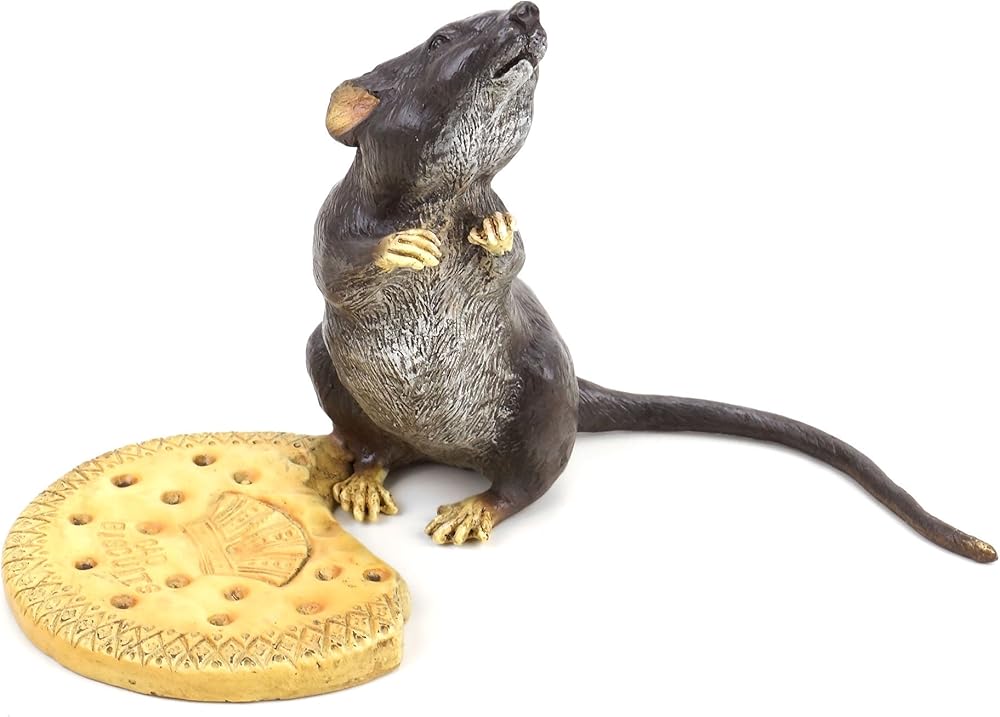 XXL Bronze Mouse with Biscuit - Hand-Painted Vienna Bronze - Decorative ...