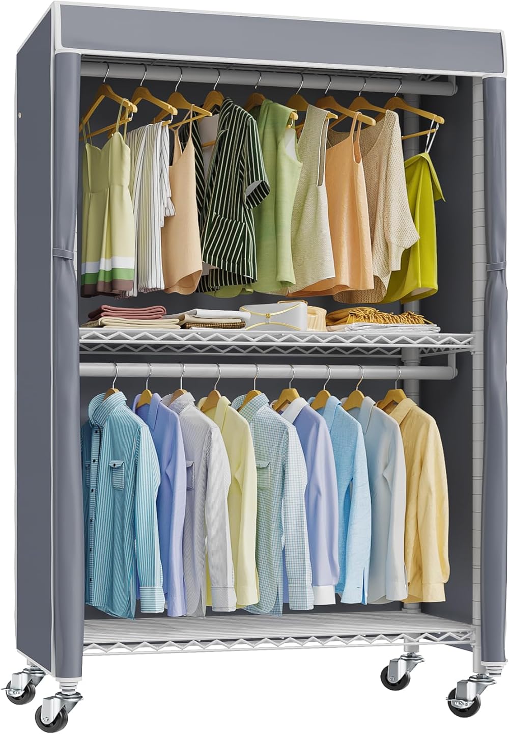 VIPEK V12C Heavy Duty Rolling Garment Rack with Cover Clothing Rack for ...