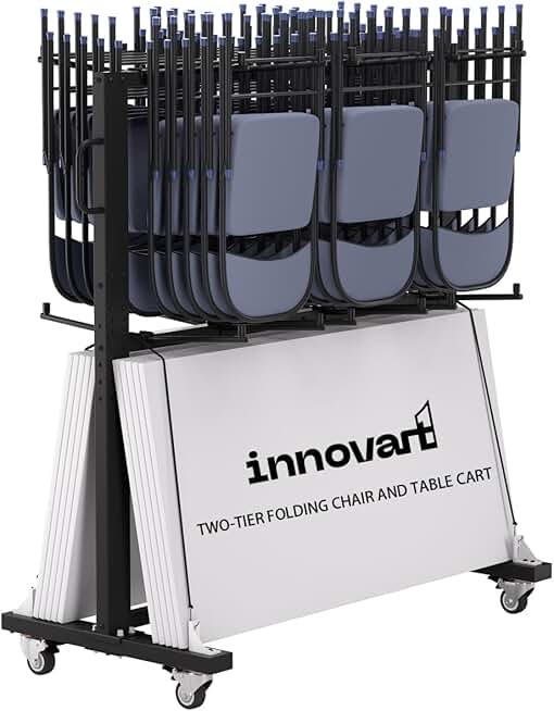 INNOVART Two-Tier Folding Chair and Table Cart, Folding Chair Dolly ...