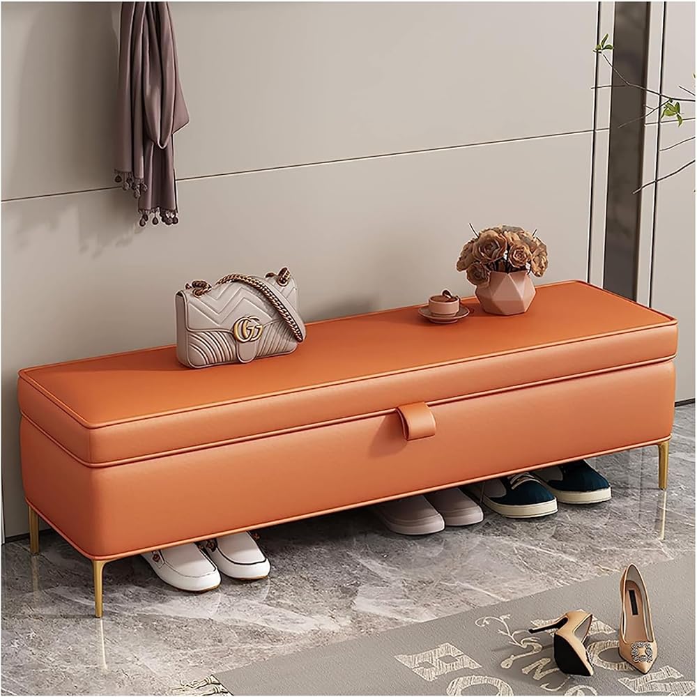 Shoe Storage Bench Entryway Hallway Furniture, Faux Leather Storage ...
