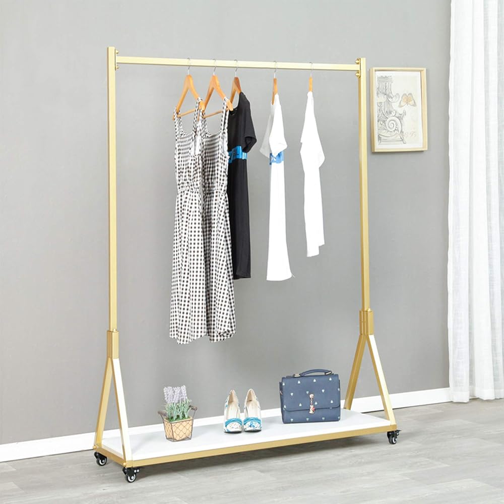 Modern Simple Heavy Duty Metal Rolling Garment Rack with Wheel,Retail ...