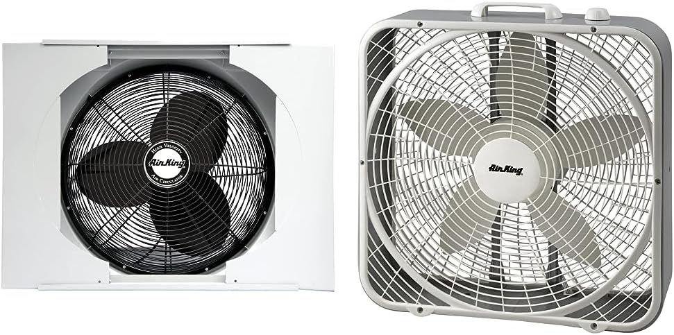 Air King 9166F 20" Whole House Window Fan, Gray & 9723 20-Inch 3-Speed ...