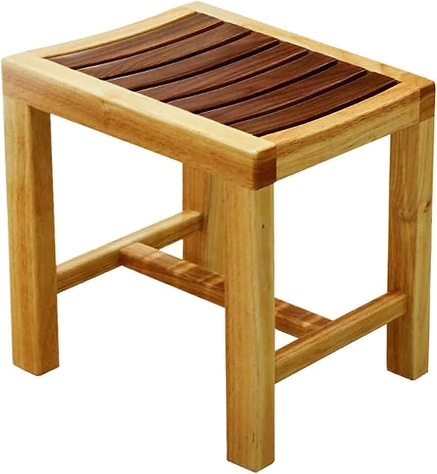 Padded Seat Transfer Bench, Shower Stool Solid Wood Bathroom Stool Bath ...