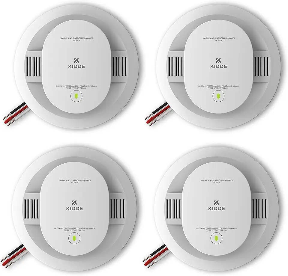 Kidde Hardwired Smoke & Carbon Monoxide Detector, AA Battery Backup, Interconnectable, LED ...
