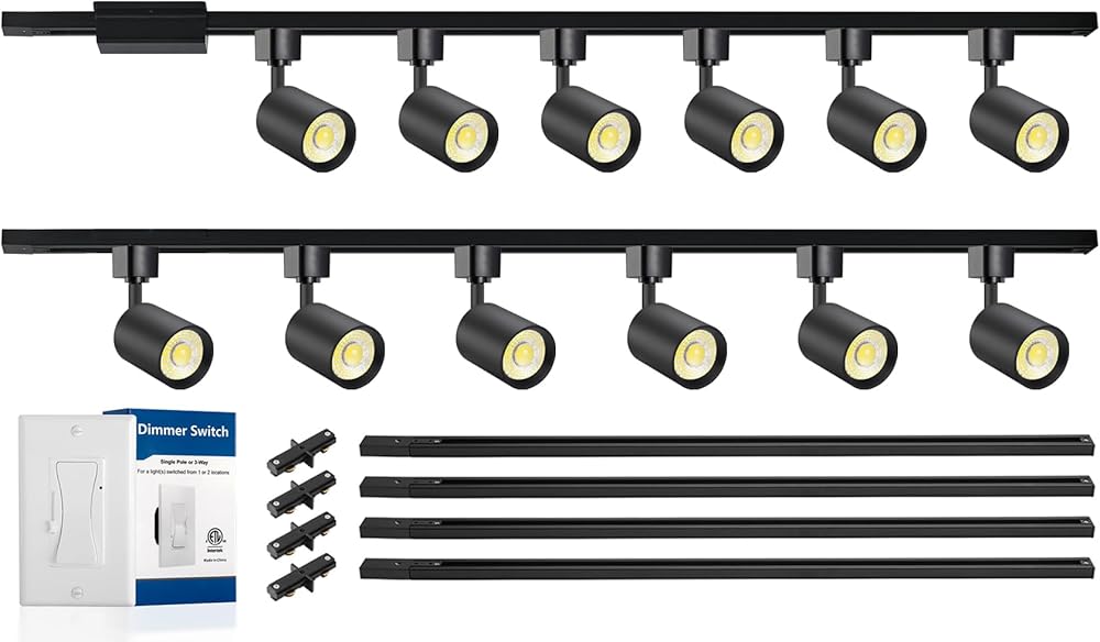 Dimmer Included 12-Light LED Track Lighting Kit with 13FT H Type Track ...