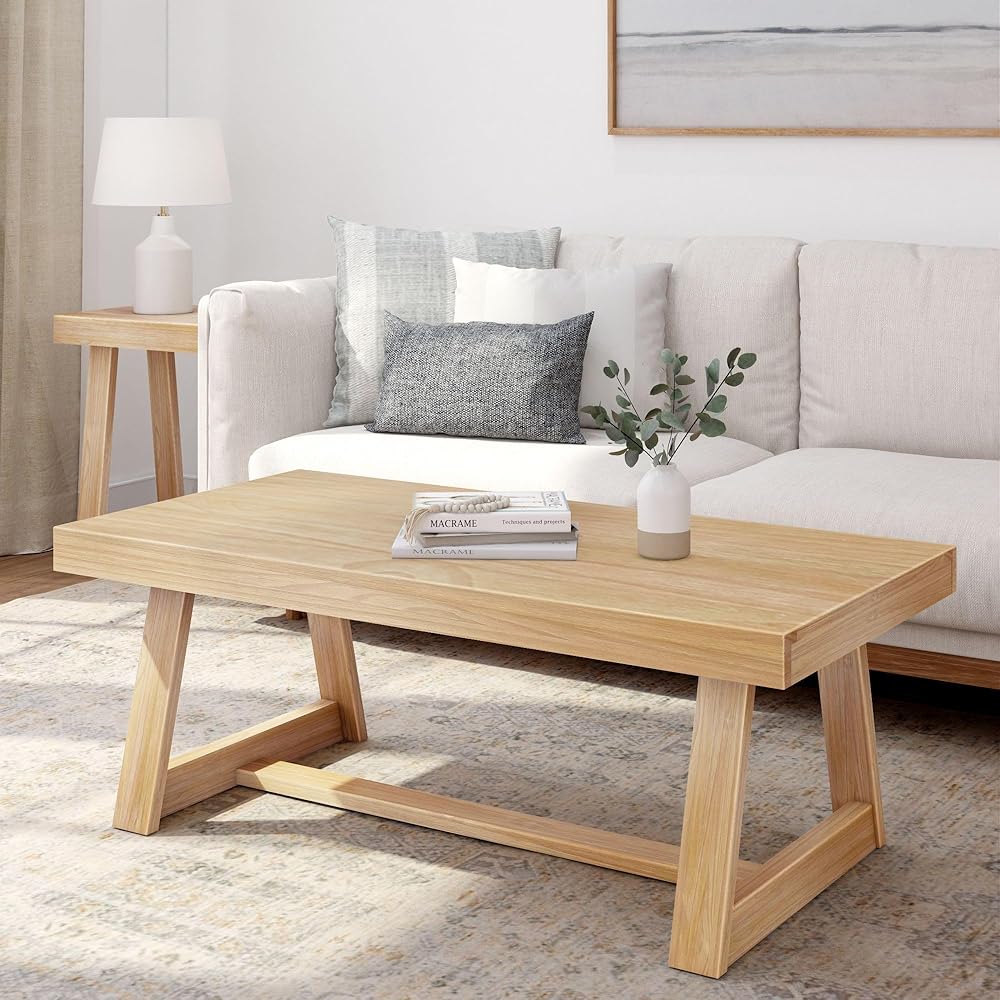 Plank+Beam Classic Rectangular Coffee Table, 48 Inch Farmhouse Coffee ...