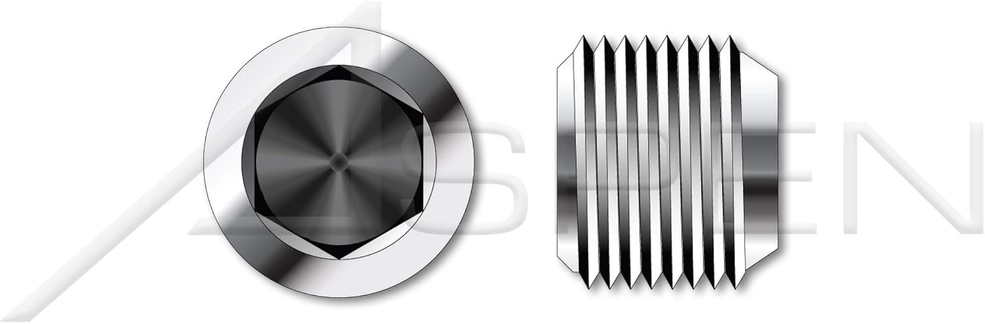 (10 pcs) 1"-11, DIN 906, Metric, Threaded Screw Pipe Plugs, Hex Socket Drive, Conical Tapered ...