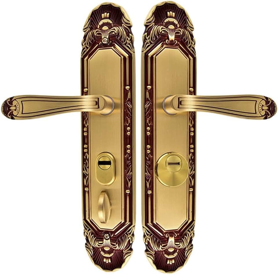 Copper Anti-Theft Gate Locks Villa Door Locks Red Antique Brass Handle ...