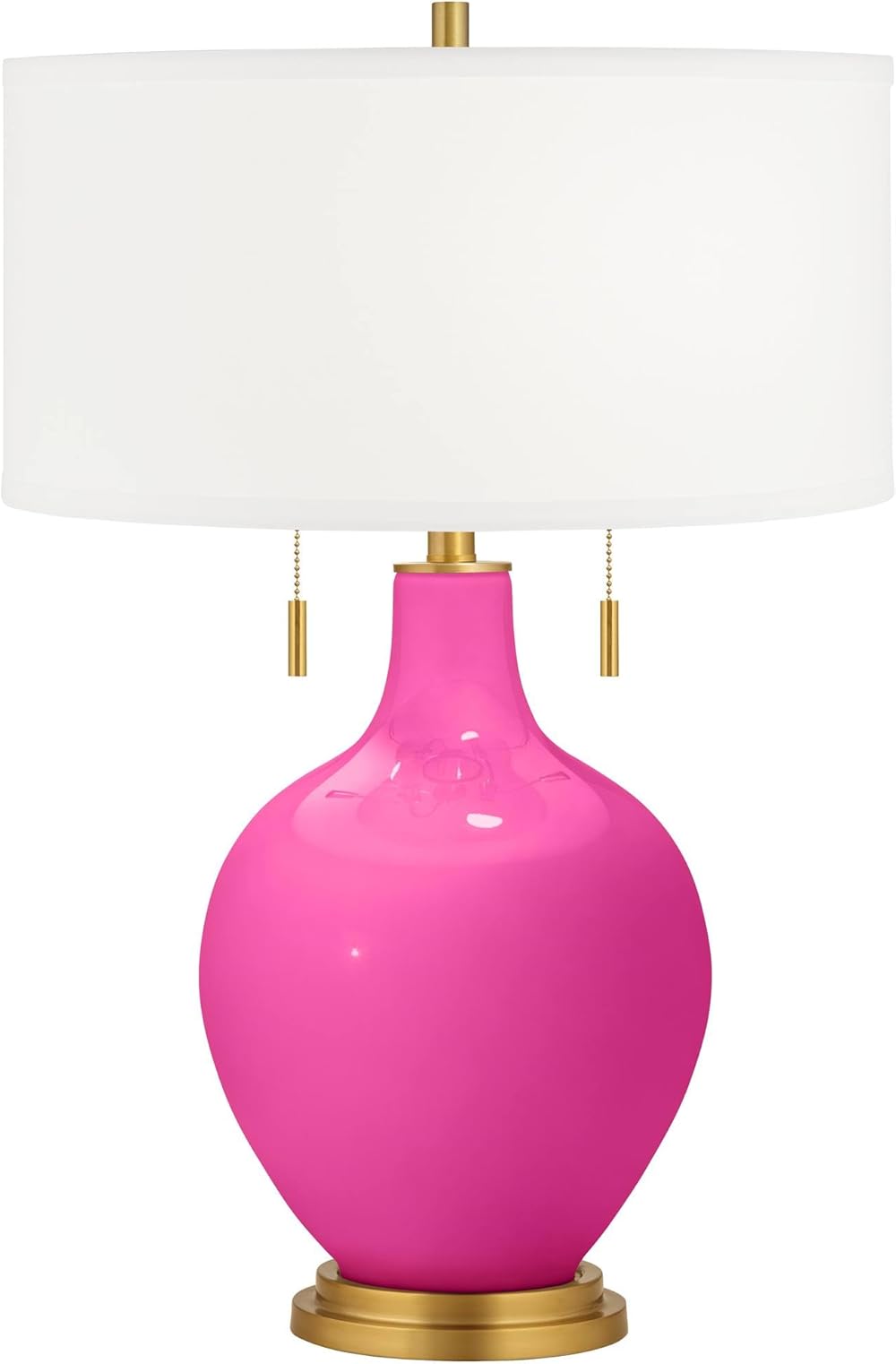 Color + Plus Toby Brass and Fuchsia Pink Glass Table Lamp - Arizona Outlet