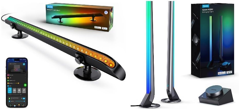 RGBIC Gaming Light Bars H6047 Bundle with Govee Smart TV Light Bar ...