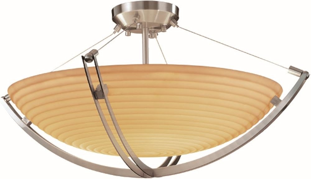 PNA-9711-35-SAWT-NCKL-LED3-3000 Porcelina-Crossbar 22" Semi-Flush Round ...