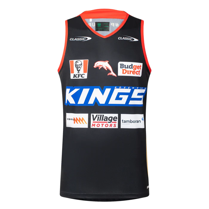 NRL Dolphins 2025 Black Training Singlet - rugbygeli